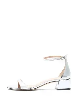 STUART WEITZMAN Nudist Block Leather Sandals - Silver