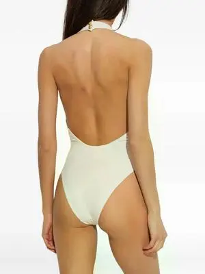 Balmain Monogram-jacquard Halterneck Swimsuit