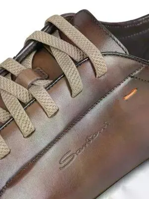 Santoni Logo-debossed Leather Sneakers