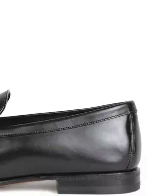 Santoni Leather Penny Loafers - Black