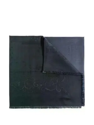 FERRAGAMO Jacquard-patterned Frayed Scarf - Blue