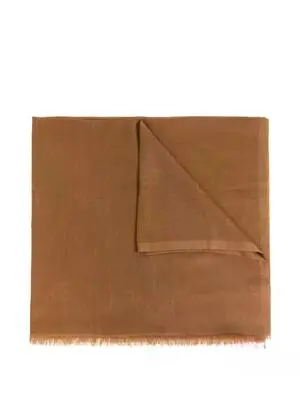 FERRAGAMO Gancini-monogram Frayed Scarf - Brown