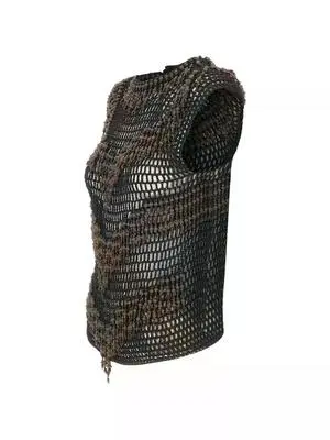 BLESS Amaranto Bead-embellished Crochet Top