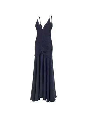 BLESS Nostalgia Fringe-detailed Maxi Dress - Blue