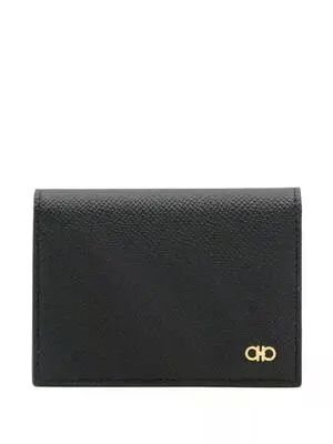 FERRAGAMO Gancini Pebbled Leather Wallet - Black