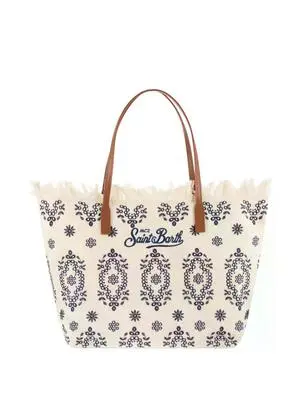 MC2 SAINT BARTH Embroidered Frayed-edge Tote Bag