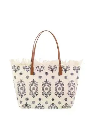 MC2 SAINT BARTH Embroidered Frayed-edge Tote Bag