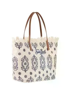 MC2 SAINT BARTH Embroidered Frayed-edge Tote Bag