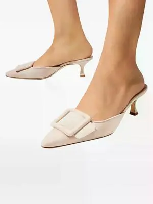 Manolo Blahnik Maysale Suede Mules