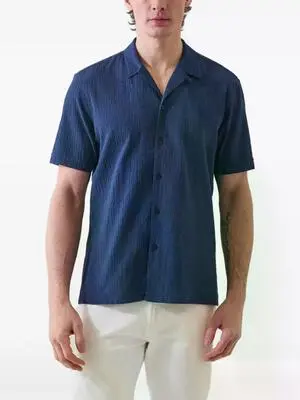 PATRICK ASSARAF Seersucker-textured Short-sleeve Shirt