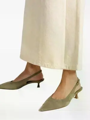 POCHE PARIS Pointed-toe Slingback Pumps - Green