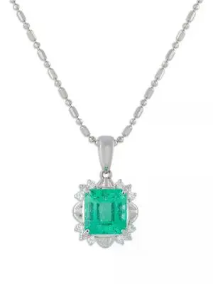 LB EXCLUSIVE Emerald And Diamond Platinum Necklace - Silver