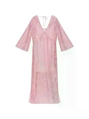 Munthe Embroidered Sheer Maxi Dress - Pink