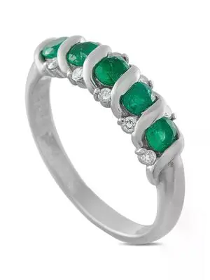 LB EXCLUSIVE Emerald And Diamond Platinum Ring - Silver