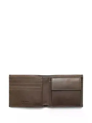 Prada Leather Wallet With Coin Purse - Brown