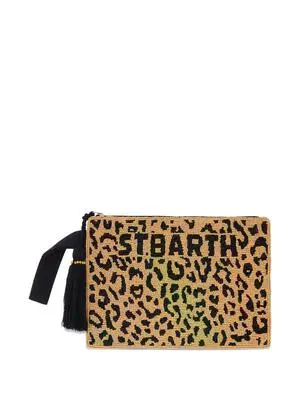 MC2 SAINT BARTH Beaded Leopard-print Clutch - Neutrals