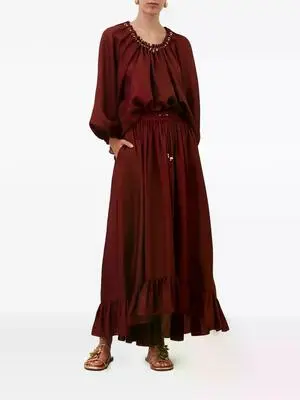 Zimmermann Aster Ruffled Maxi Skirt - Red