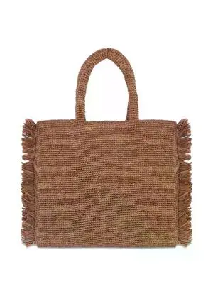 MC2 SAINT BARTH Colette Fringed Raffia Tote Bag - Brown