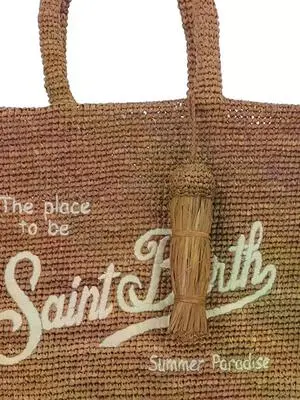 MC2 SAINT BARTH Colette Fringed Raffia Tote Bag - Brown