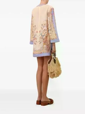 Zimmermann Indra Lace-up Tunic Mini Dress - Neutrals