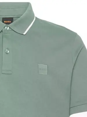 BOSS Slim-fit Polo Shirt In Stretch-cotton Piqu - Green