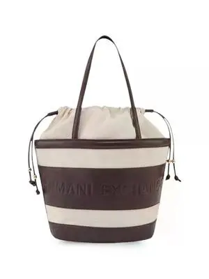 Armani Exchange Logo Detail Bucket Bag - Neutrals