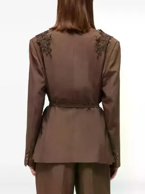 BLUGIRL Belted Blazer With Floral Patch