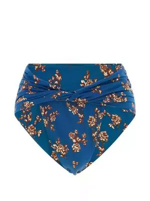 Magda Butrym Floral-print Ruched Bikini Briefs - Blue