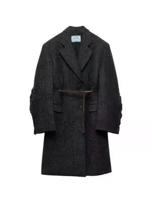 Prada Single-breasted Shetland Wool Coat - Grey