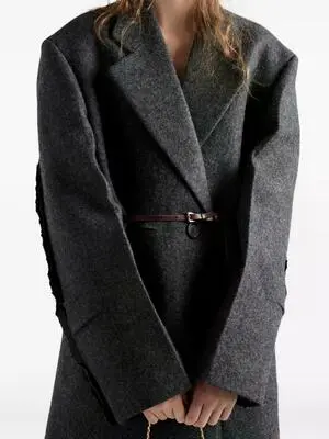 Prada Single-breasted Shetland Wool Coat - Grey