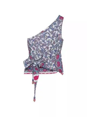 Malìparmi Paisley One-shoulder Top - Blue