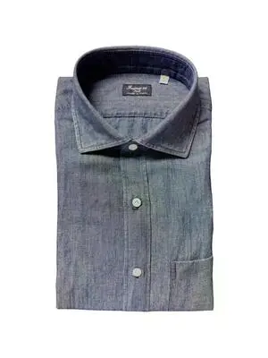 FINAMORE 1925 Spread-collar Shirt - Blue