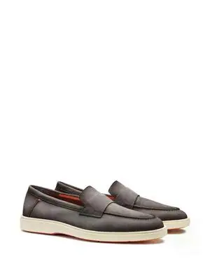 Santoni Suede Penny Loafers