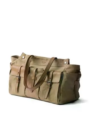 Prada Canvas And Leather Tote Bag
