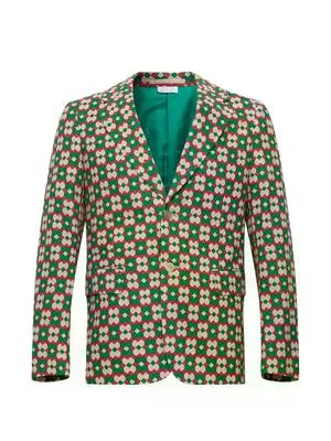 Comme Des Garçons Geometric-pattern Single-breasted Blazer