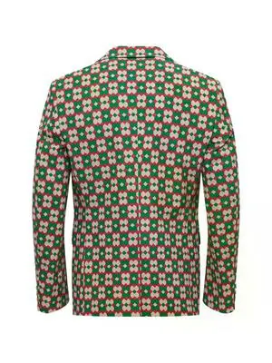 Comme Des Garçons Geometric-pattern Single-breasted Blazer