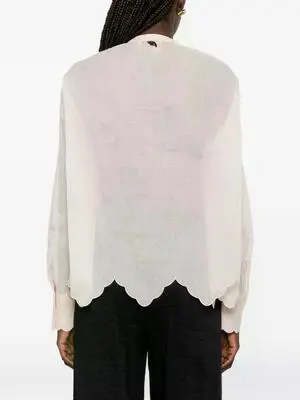 FORTE_FORTE Scalloped Hem Floral Embroidered Shirt - Neutrals