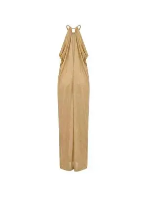 Alberta Ferretti Metallic-effect Halterneck Maxi Dress