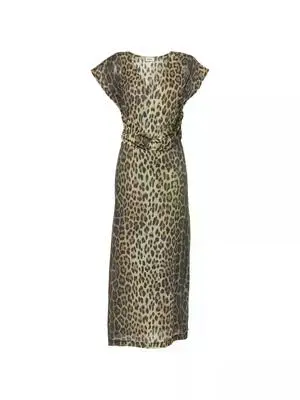 Moschino Leopard-print Belted Maxi Dress