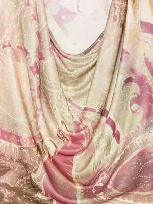 Roberto Cavalli 2000s Paisley Print Cowl Neck Top