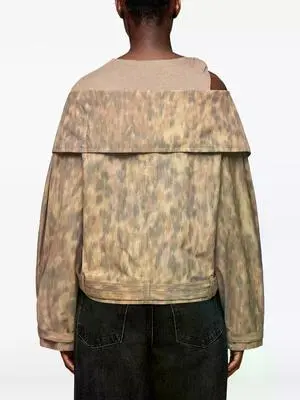 GANNI Leopard-print Off-shoulder Jacket