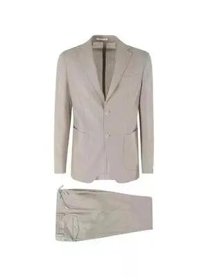 Eleventy Drawstring-waist Notched-lapel Suit - Neutrals