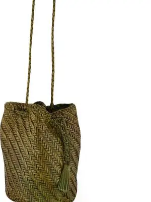 Dragon Diffusion Pompom Double Jump Woven Shoulder Bag - Green
