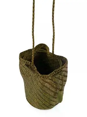 Dragon Diffusion Pompom Double Jump Woven Shoulder Bag - Green
