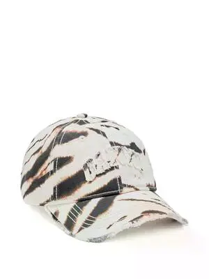 GANNI Animal-print Frayed Baseball Cap - Neutrals