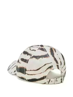 GANNI Animal-print Frayed Baseball Cap - Neutrals