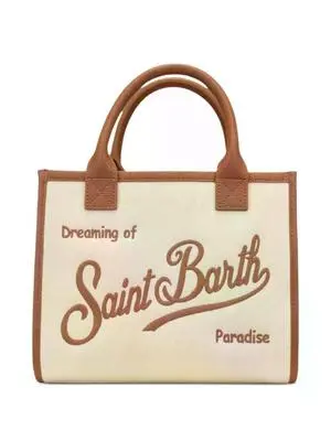 MC2 SAINT BARTH Mini Logo-embroidered Canvas Tote - Neutrals