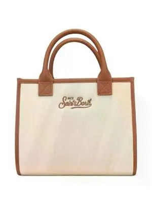 MC2 SAINT BARTH Mini Logo-embroidered Canvas Tote - Neutrals