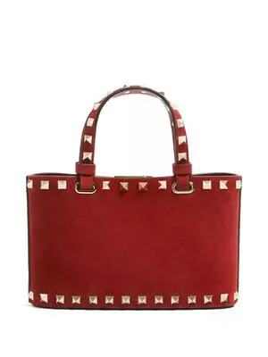 Valentino Garavani Rockstud Mini Suede Shopping Bag - Red
