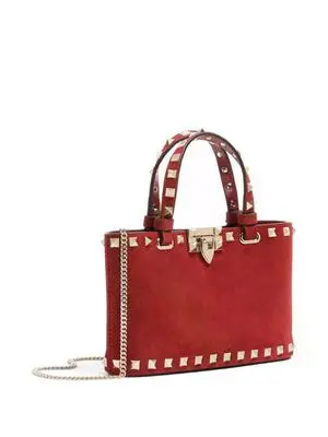 Valentino Garavani Rockstud Mini Suede Shopping Bag - Red